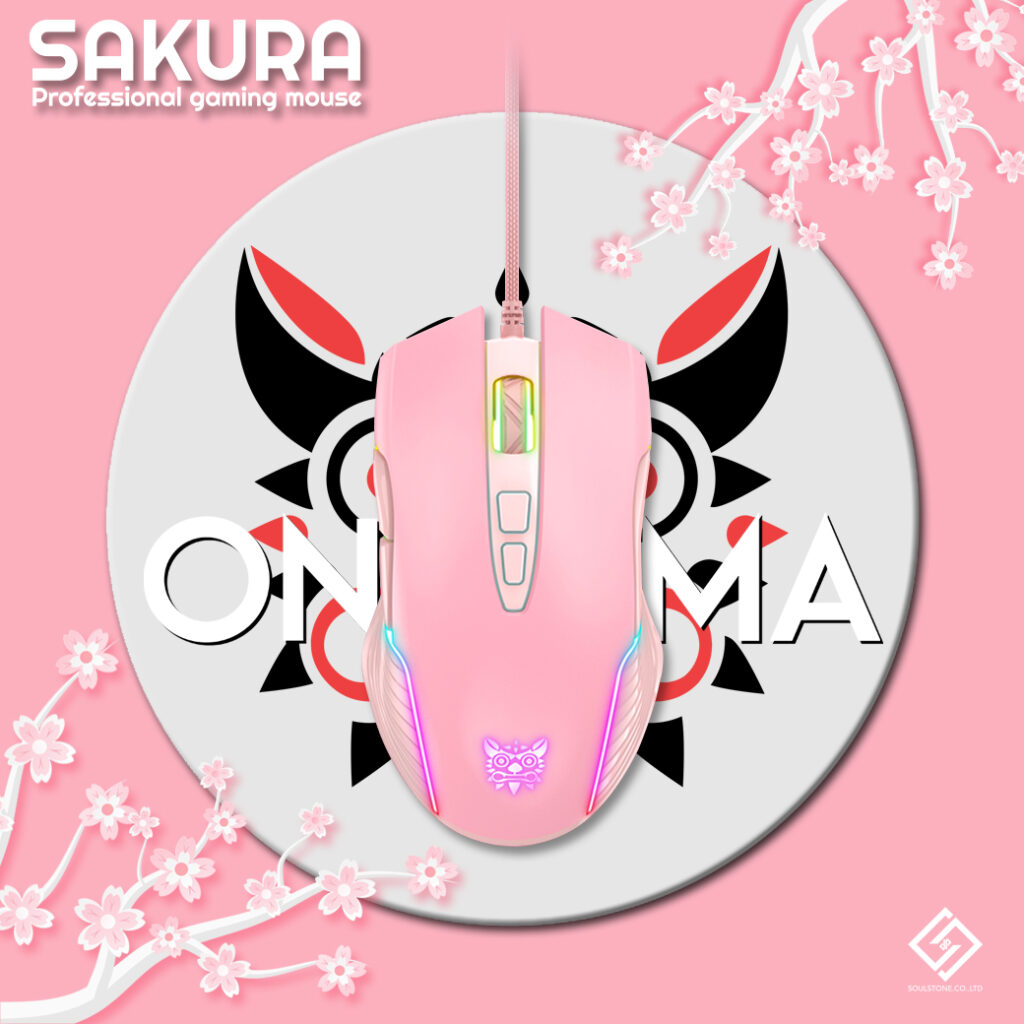 ONIKUMA SAKURA RGB Gaming Mouse เม้าส์เกมมิ่ง ออฟติคอล ความแม่นยำสูงป ...