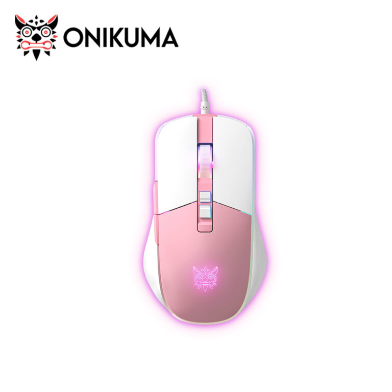 Onikuma Kiku Gaming Mouse (White/Pink) RGB Gaming Mouse เม้าส์เกมมิ่ง ...