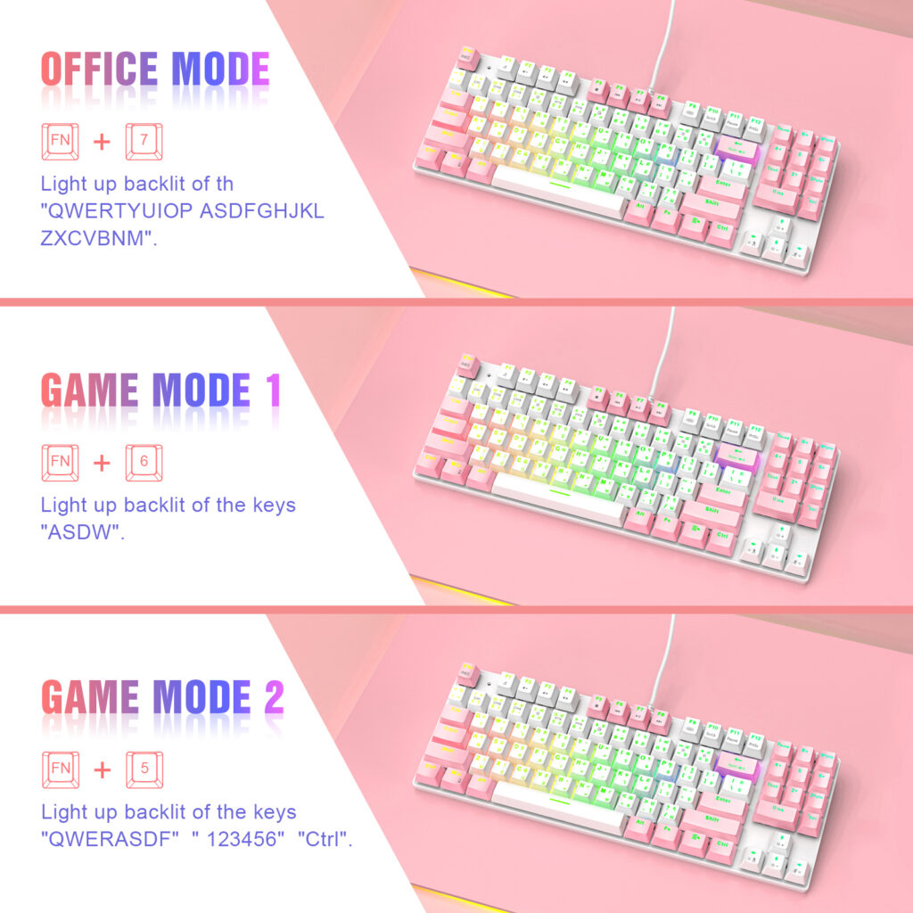 Onikuma Haru Gaming Keyboard Mini RGB (White-Pink) คีย์บอร์ดเกมมิ่ง ...